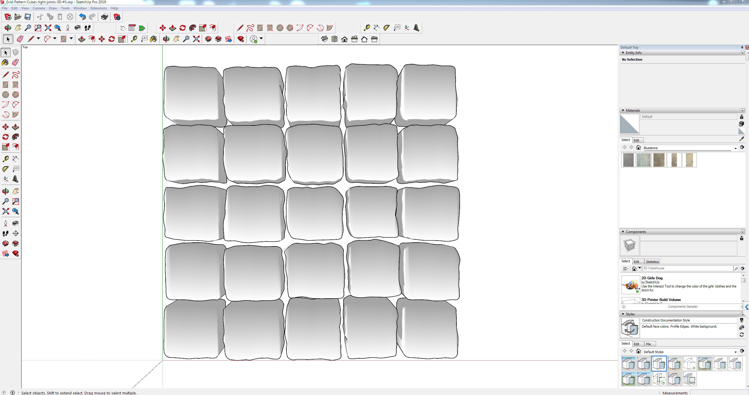 Cobblestone Design Pattern: Grid Pattern - Cubes (tight joints) - Stone ...